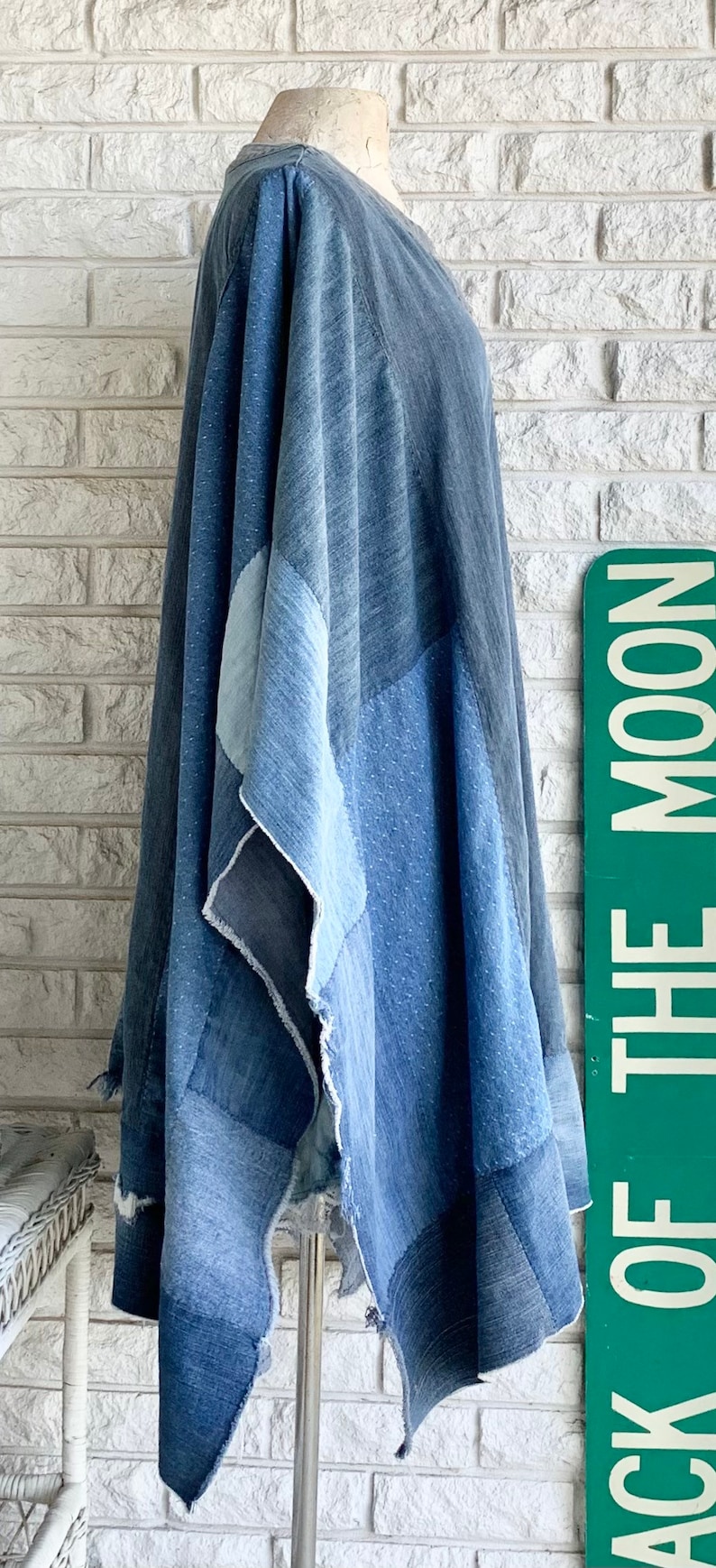 Handmade Upcycled Reworked Denim Poncho Patchwork Denim OOAK - Etsy