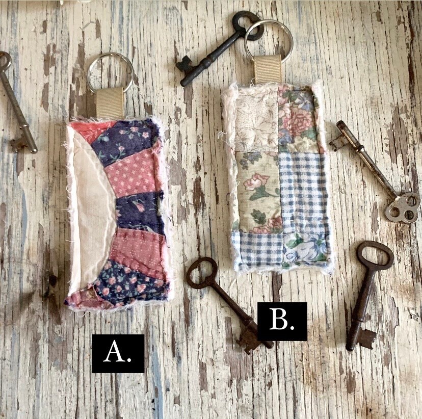 Vintage Quilt Keychain Key Fob Dresden Plate/patchwork Squares/circle ...