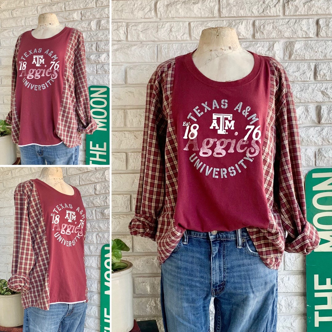 Reworked Texas A&M Tee and Flannel Game Day Rework Flannel - Etsy