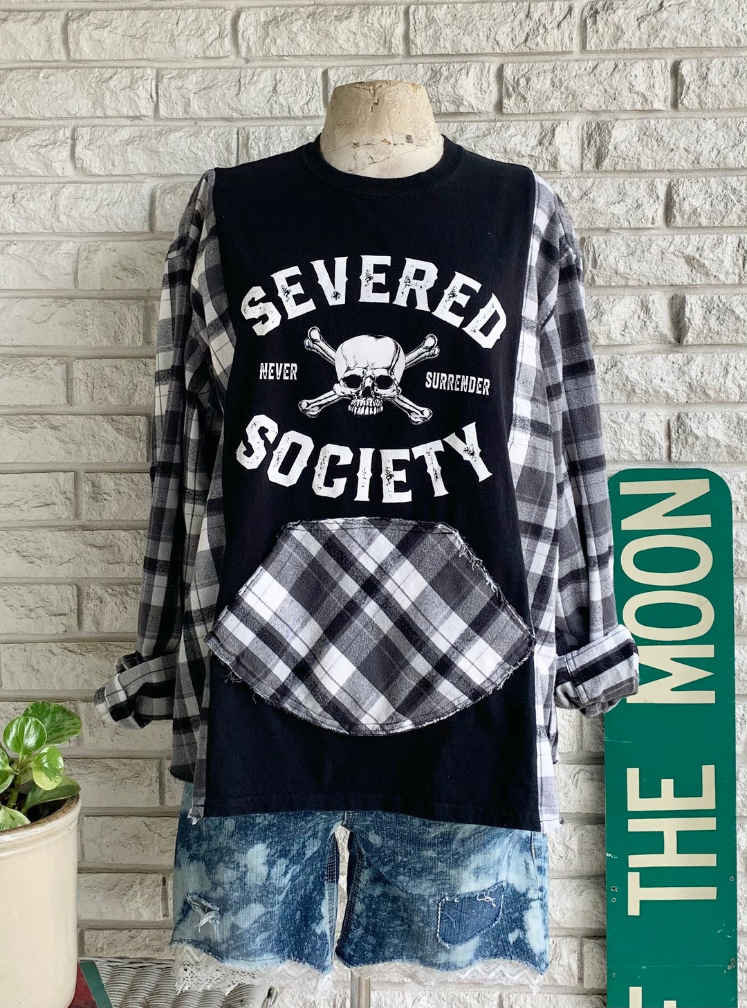 Reworked Flannel and Tee Rework Halloween Clothing Tops Shirt Fashion ...