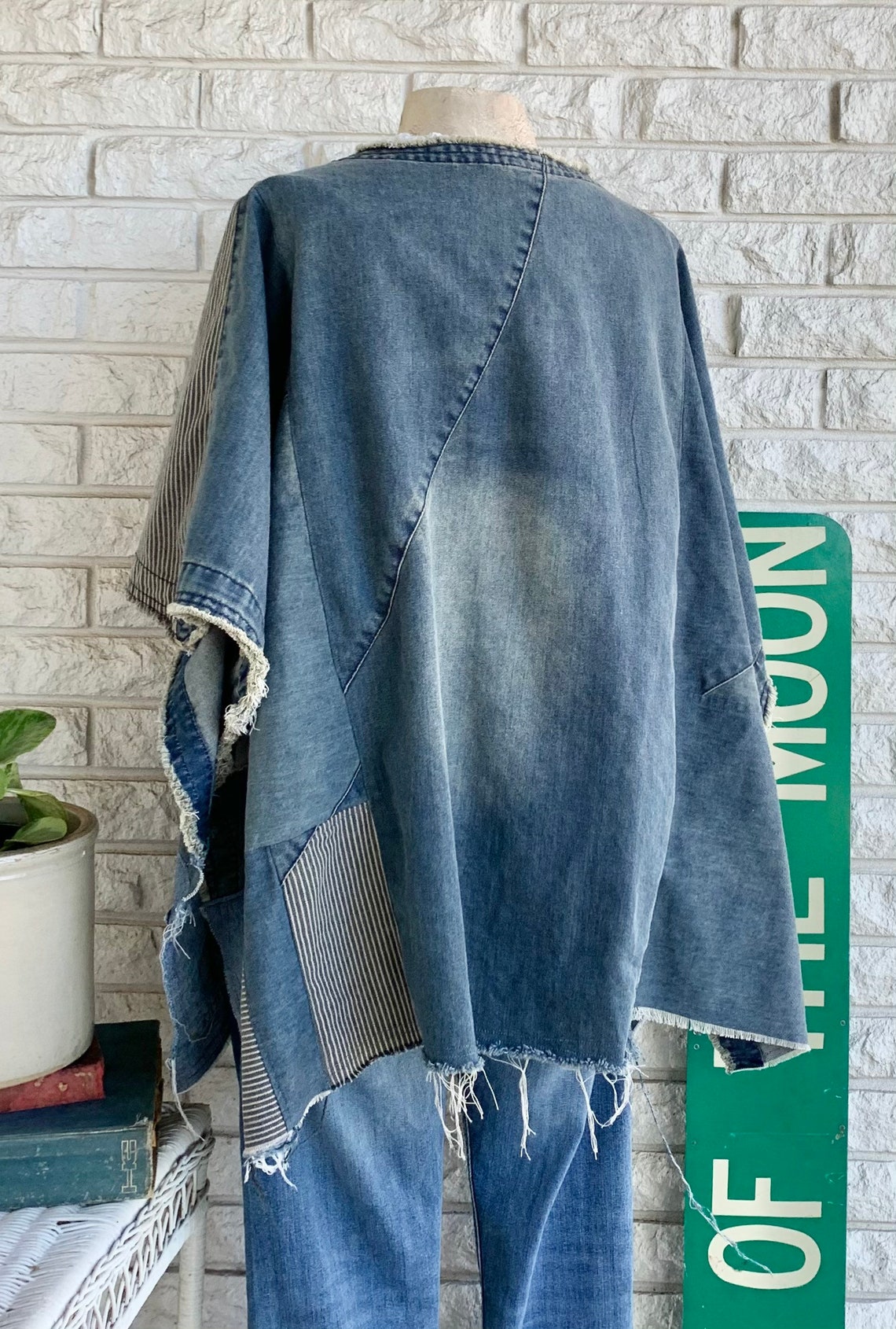 Handmade Upcycled Reworked Denim Poncho Patchwork Denim OOAK - Etsy