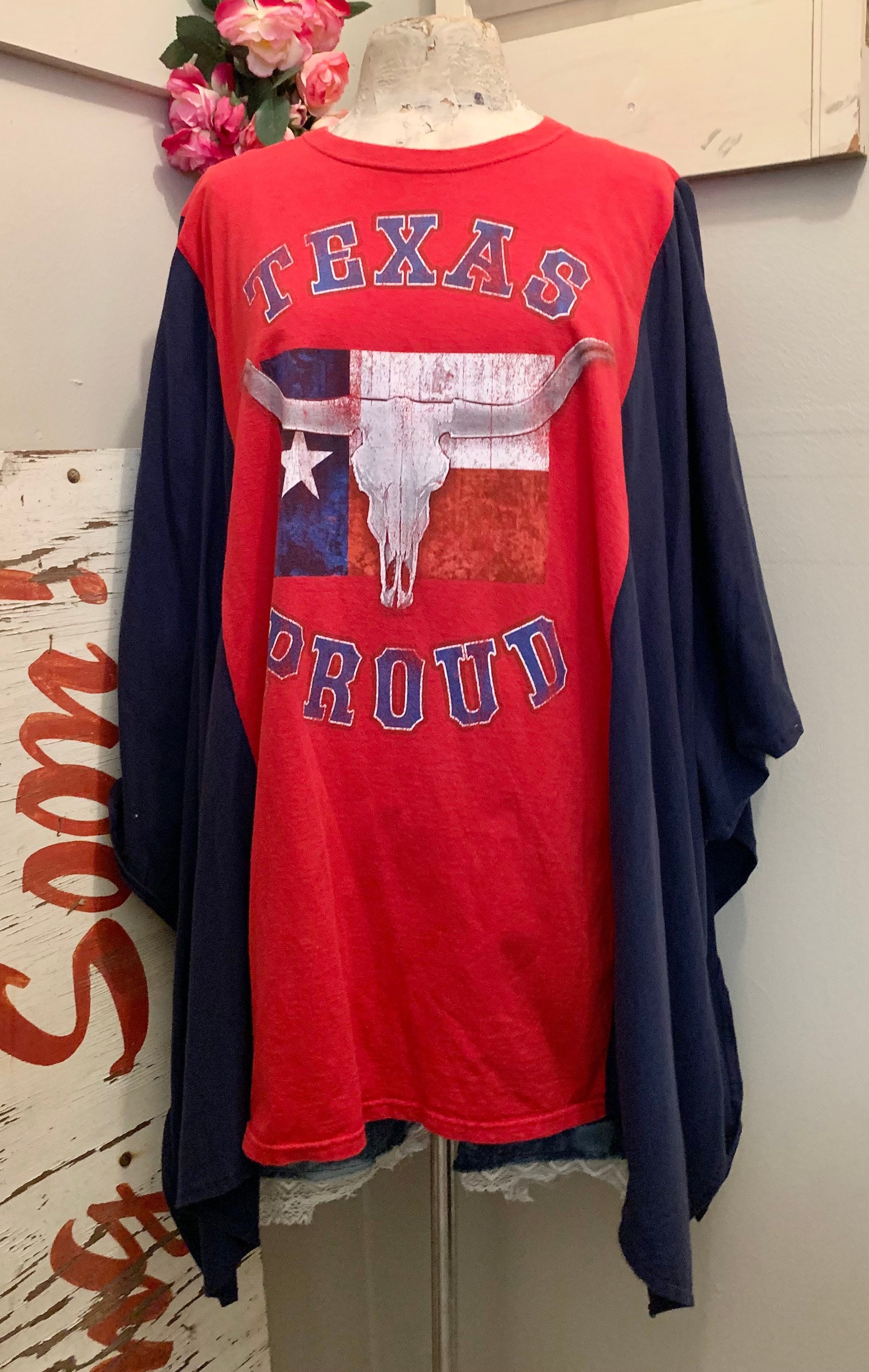 Handmade Upcycled Poncho T Shirt Poncho Texas Proud Fall Clothing ...