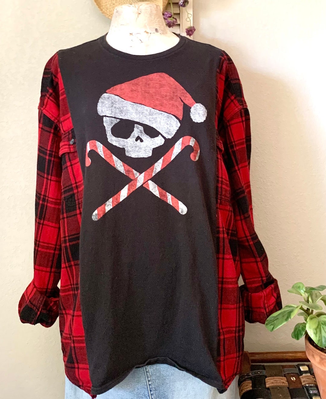 Reworked Creepy Christmas Tee and Flannel Rework Sustainable Clothing ...