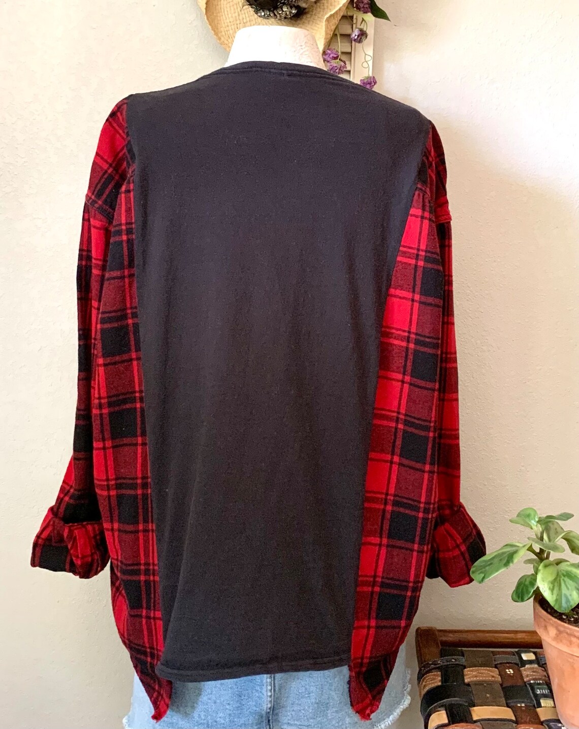 Reworked Creepy Christmas Tee and Flannel Rework Sustainable - Etsy