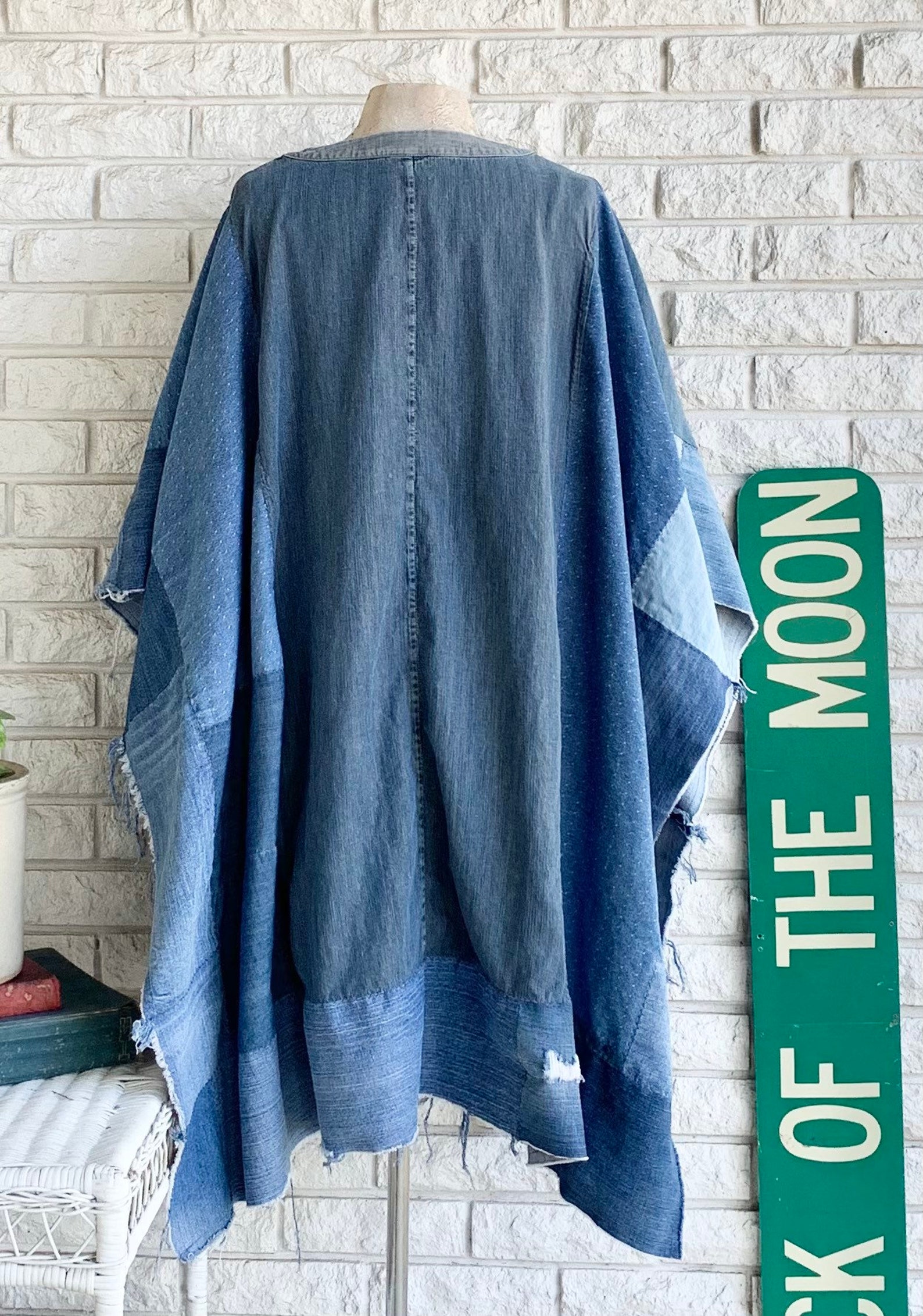 Handmade Upcycled Reworked Denim Poncho Patchwork Denim OOAK Cowgirl ...