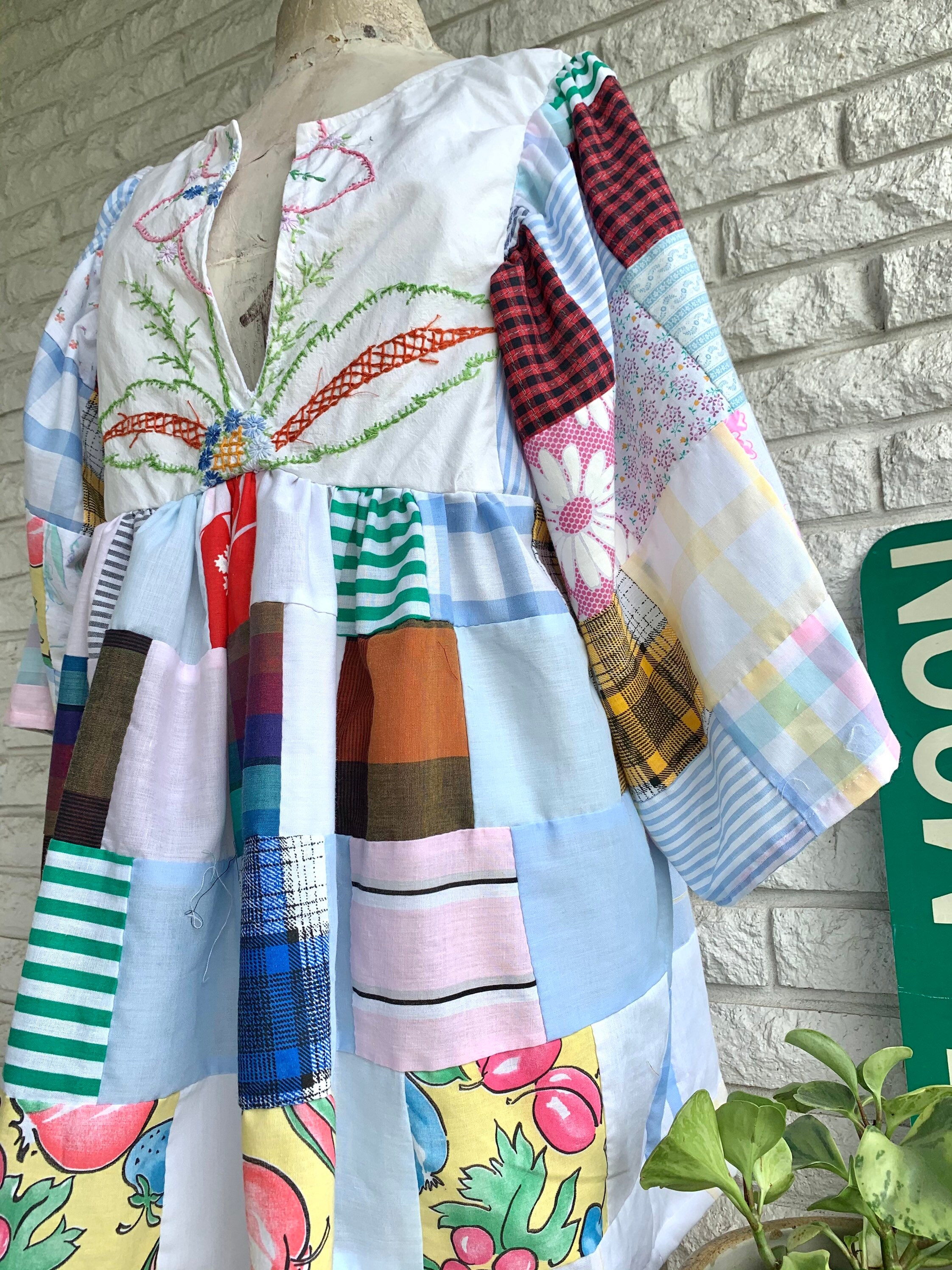 Ladies Large Vintage Quilt Tunic Top Handmade Bell Sleeve - Etsy