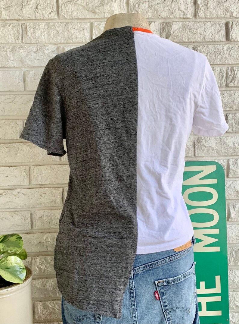 Reworked Tee Levis T-shirt Split Tee/spliced Tee Ladies M Half Cropped ...