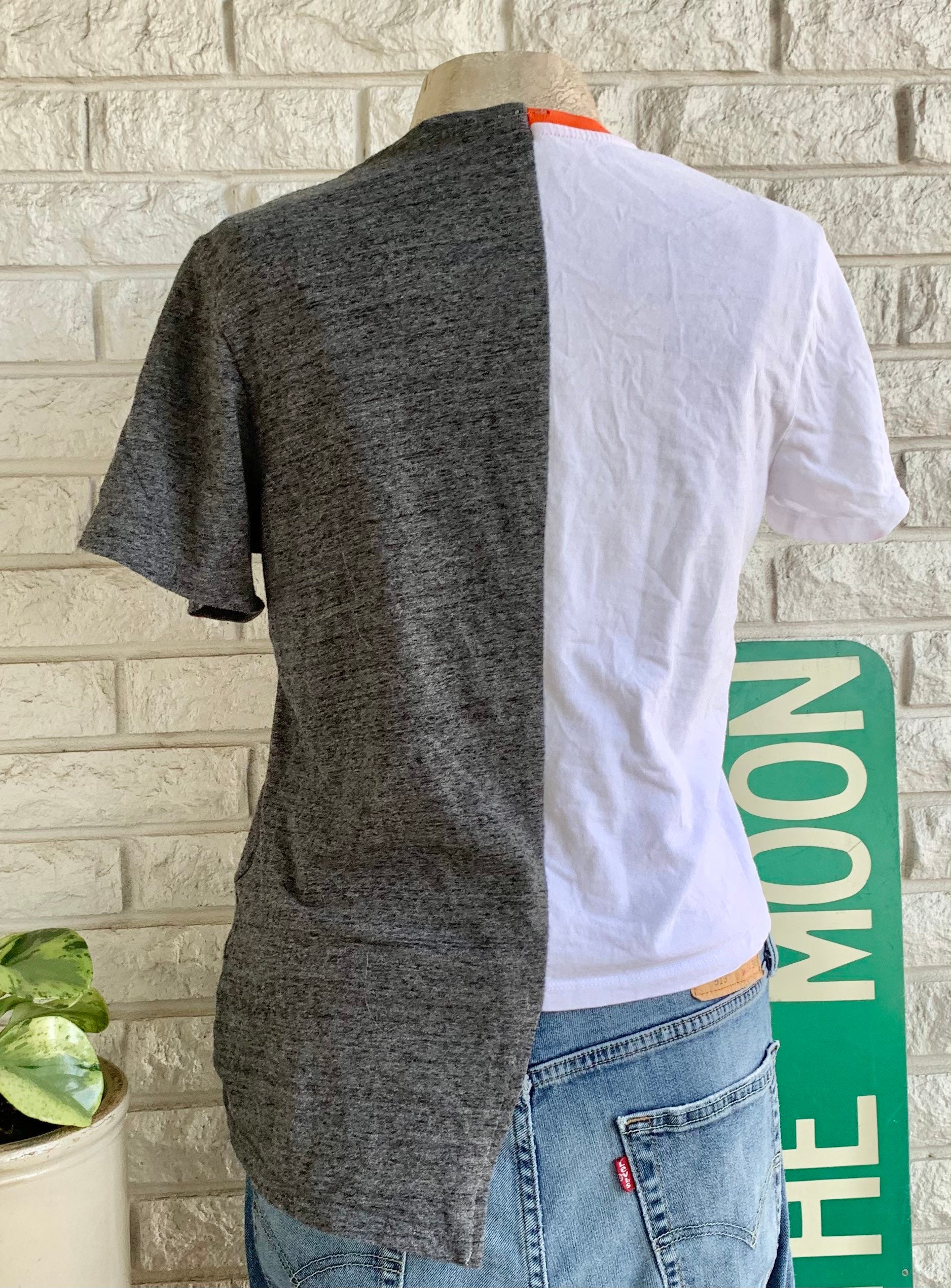 Reworked Tee Levis T-shirt Split Tee/spliced Tee Ladies M Half Cropped ...