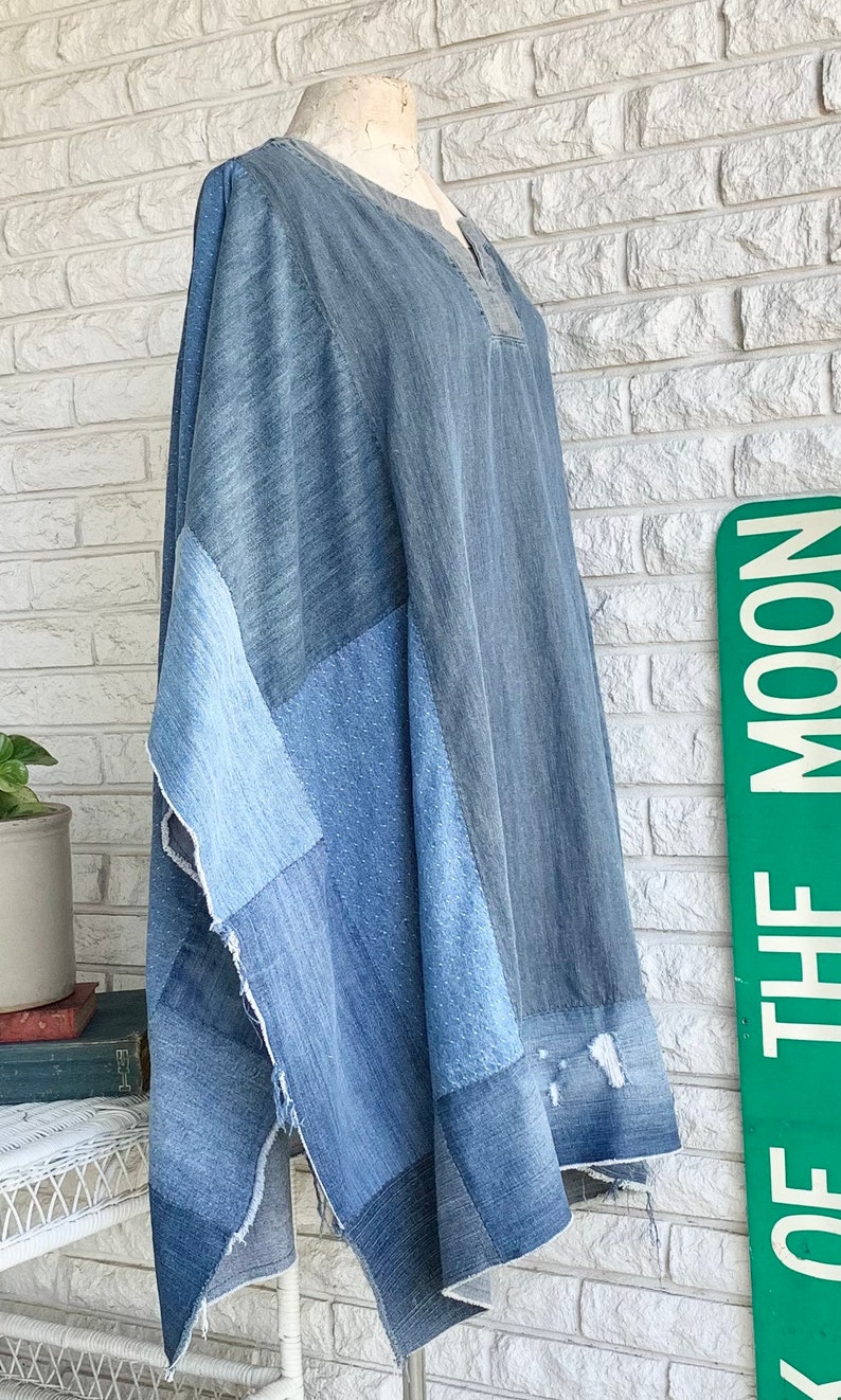 Handmade Upcycled Reworked Denim Poncho Patchwork Denim OOAK - Etsy