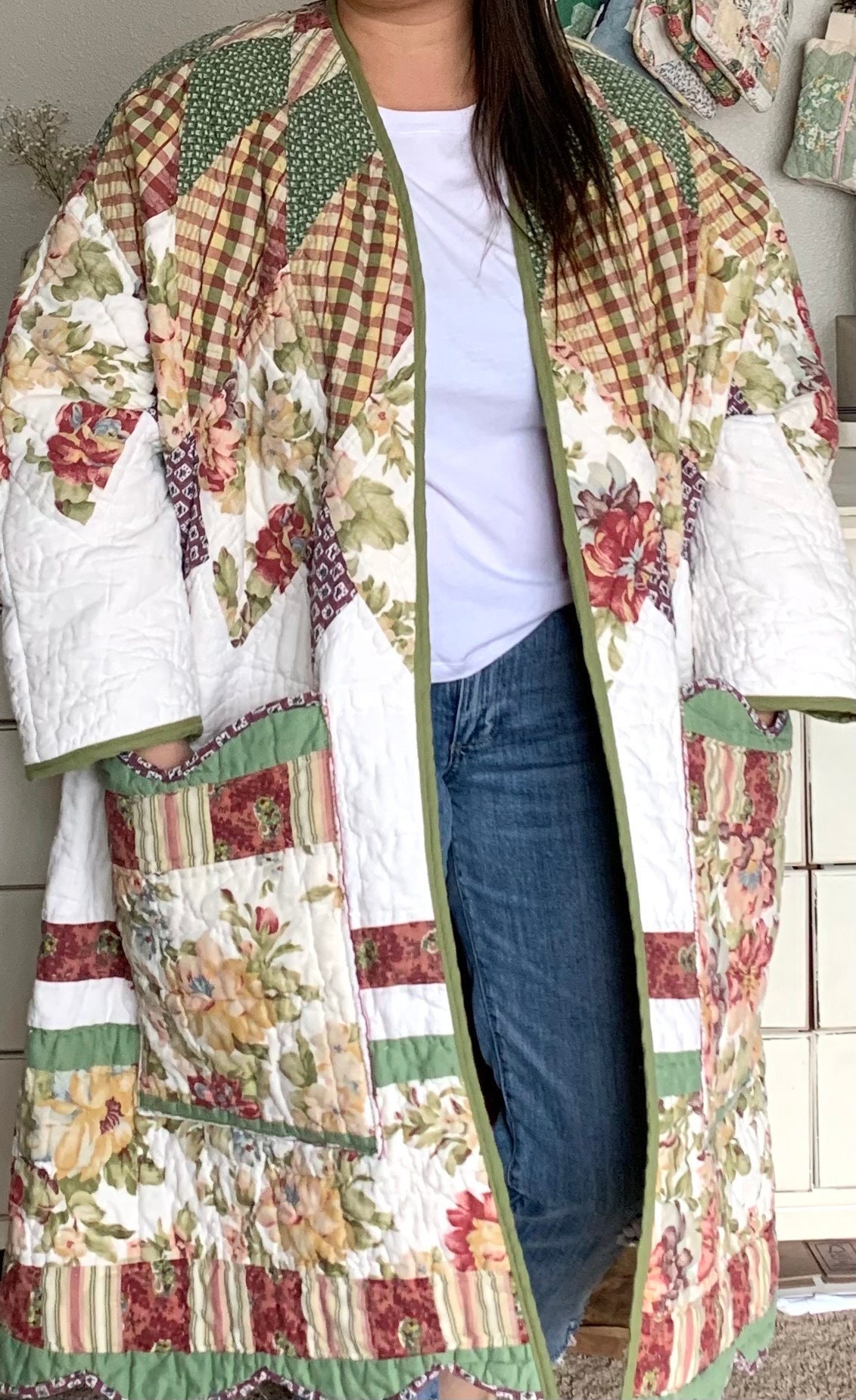 Vintage Quilt Coat Jacket Handmade Size 2xlarge Boho Trendy Quilt ...