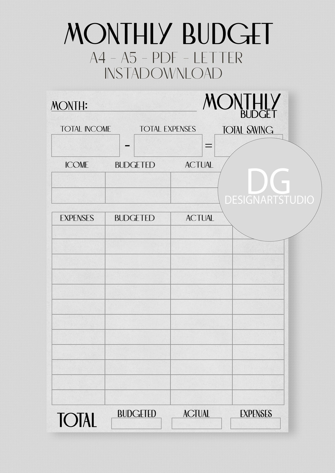 Monthly Budget Overview Template Printable,printable, Budget Binder ...