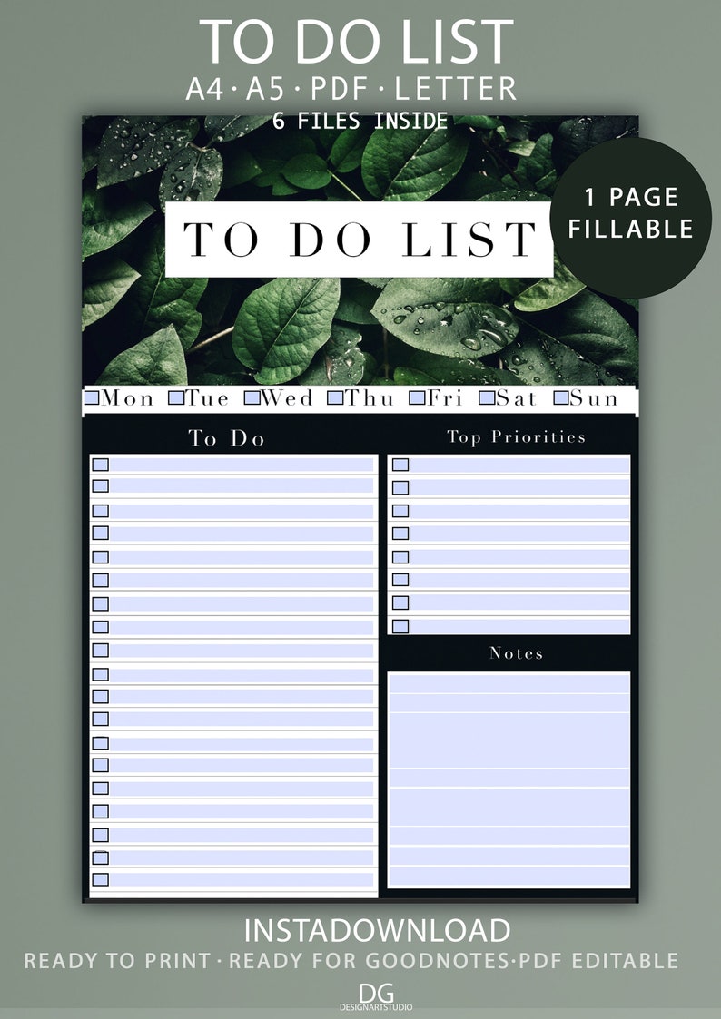 Minimalist to Do List Printable and Digital iPad to Do List to Do List ...