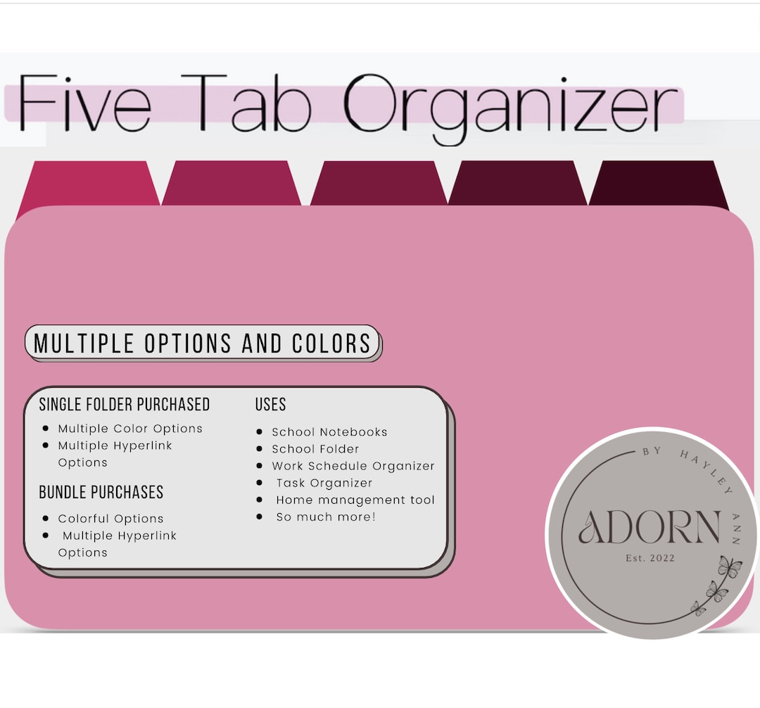 Pink Digital Folder With Hyperlinked Tabs - Etsy