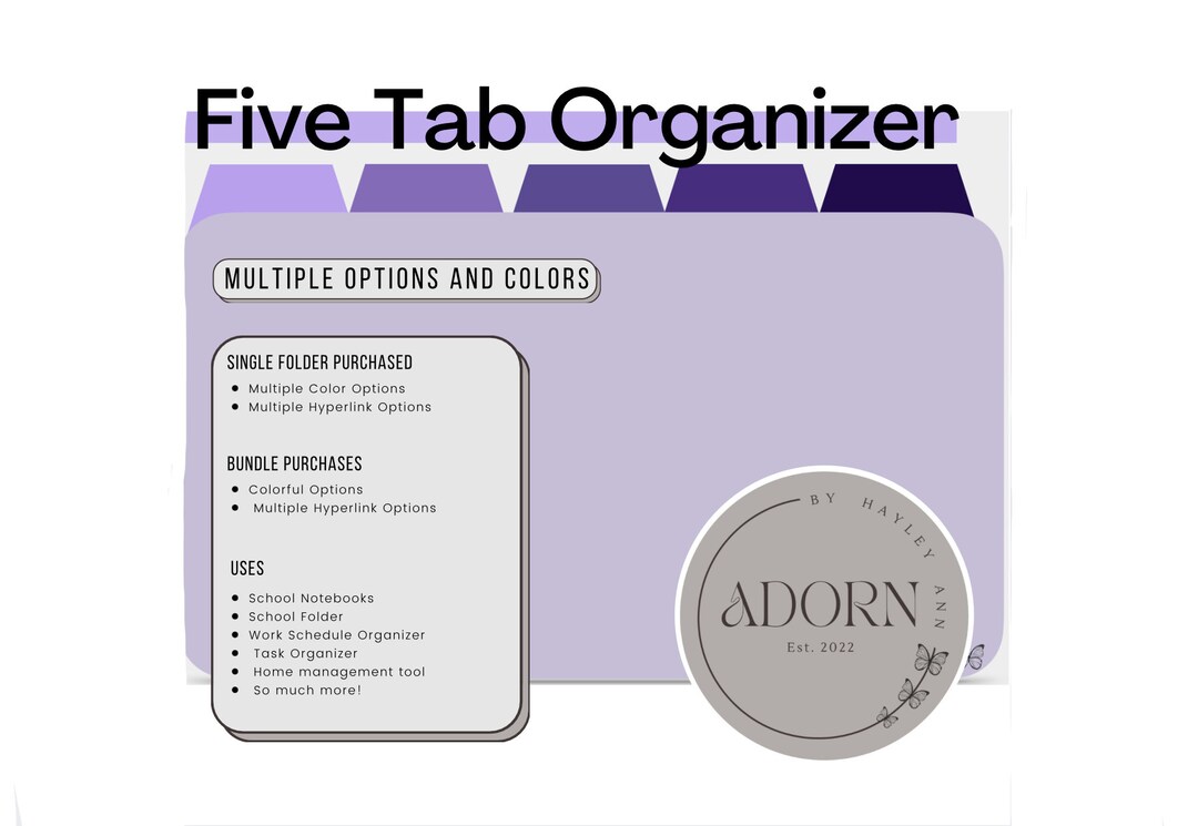 Purple Digital Folder/ Notebook With Hyperlinked Tabs - Etsy