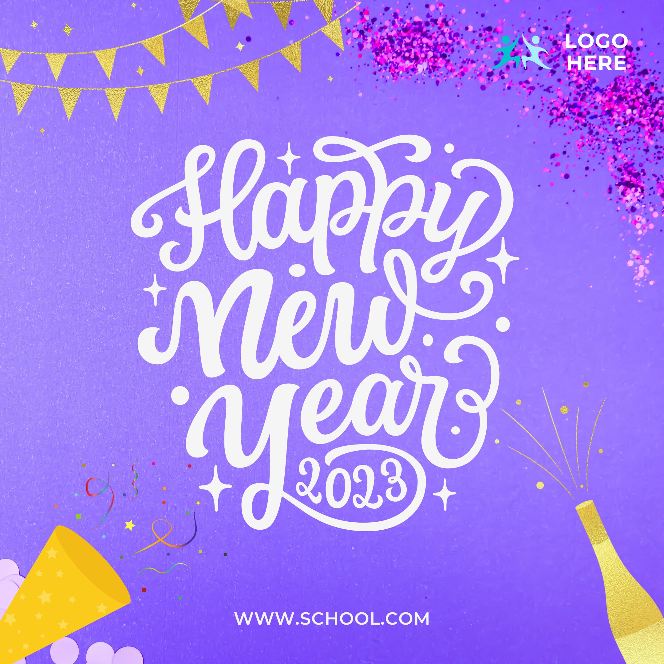 Happy New Year Canva Template for Facebook Instagram - Etsy