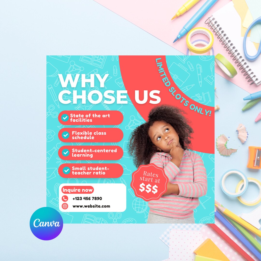 Daycare Canva Template School Promotion Canva Template - Etsy