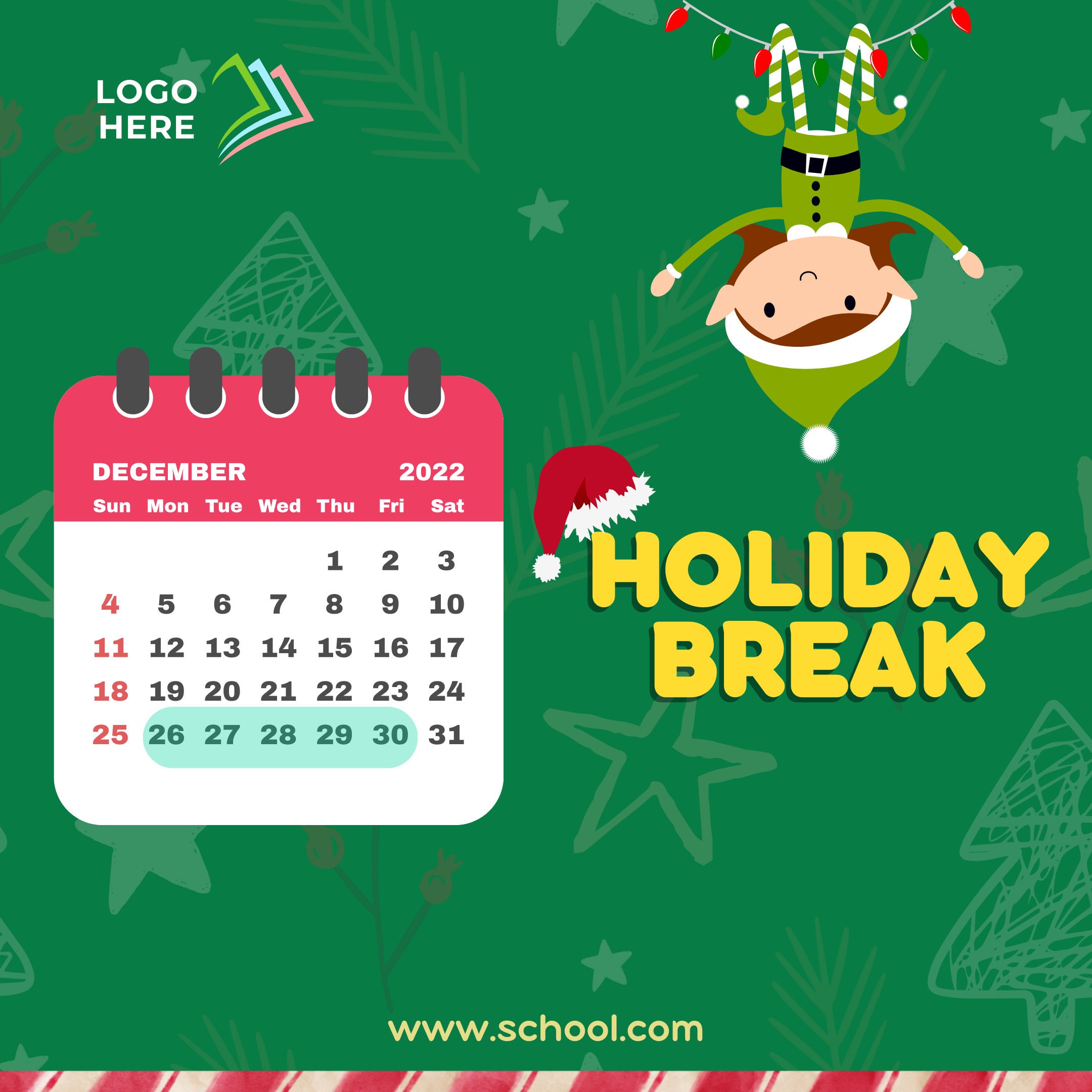 Holiday Break Social Media Template for Daycares EDITABLE INSTANT ...