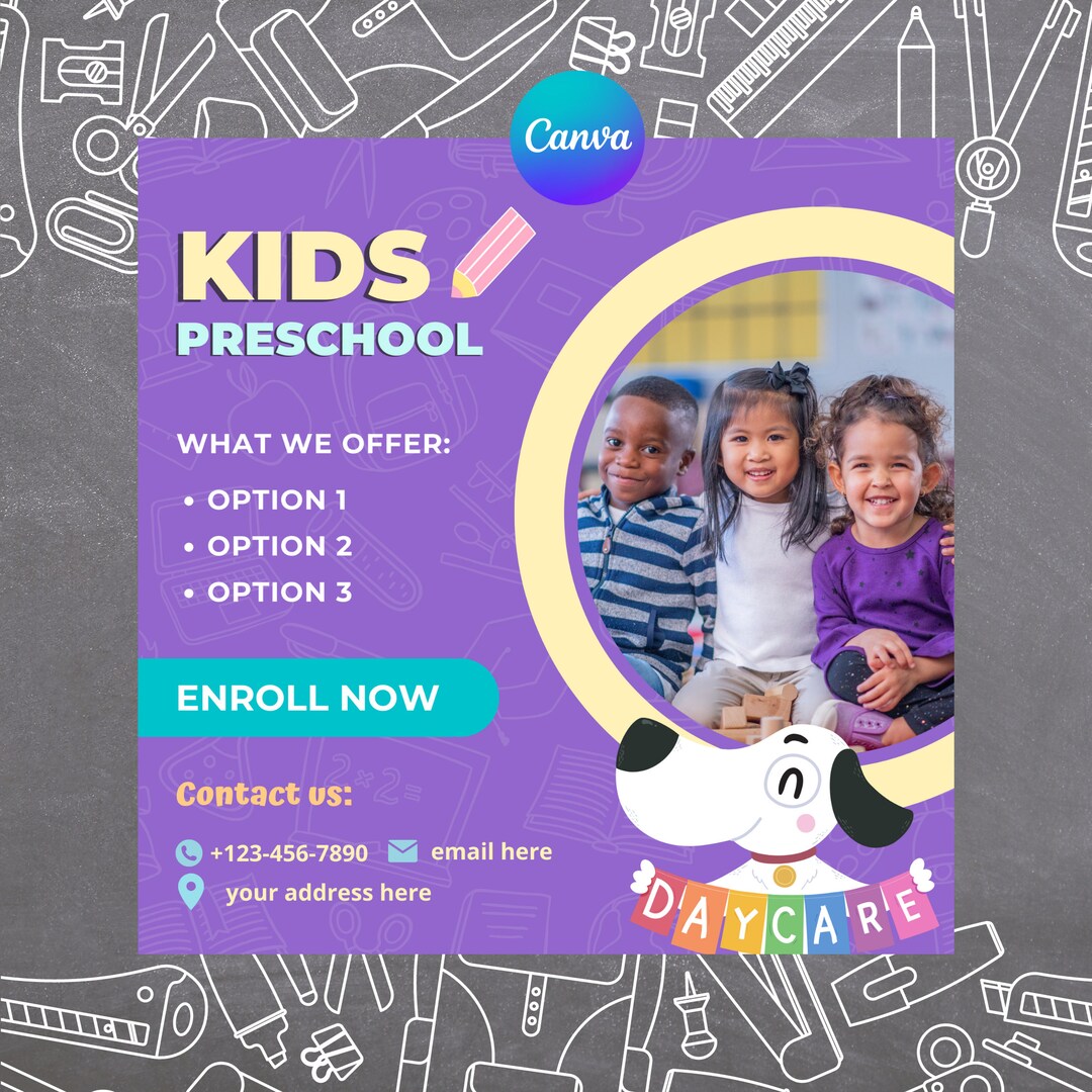 Daycare Canva Template Kids Pre-school Canva Template Kids - Etsy
