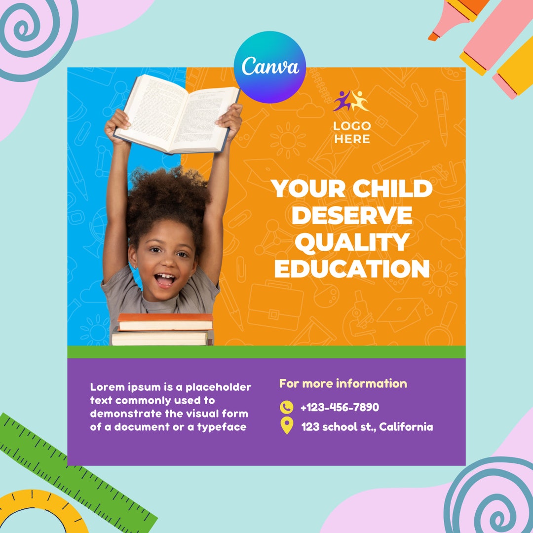 Daycare Canva Template School Promotion Canva Template School Promotion ...