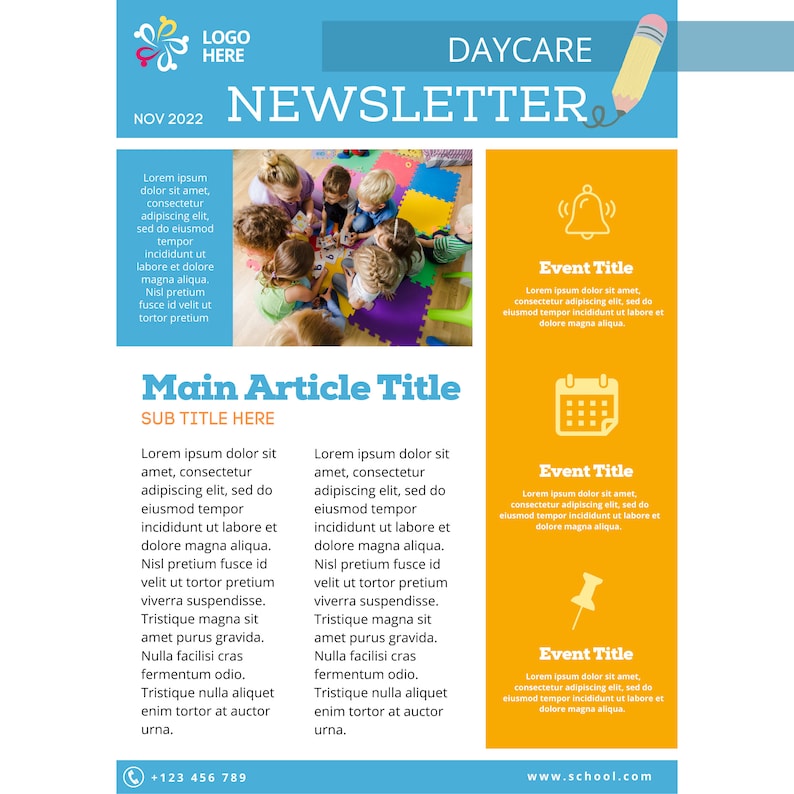 Daycare Canva Template Daycare Newsletter Canva Template Newsletter ...