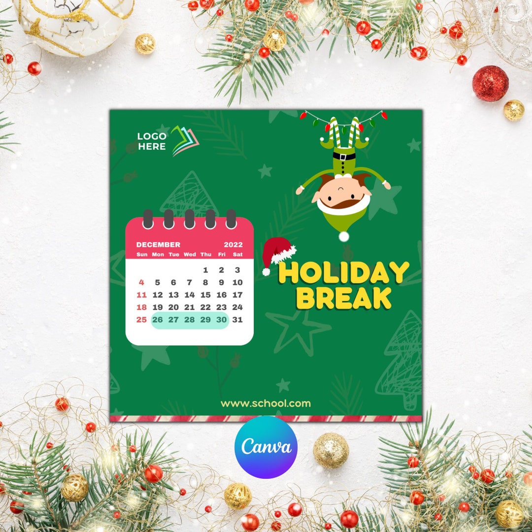 Holiday Break Social Media Template for Daycares EDITABLE INSTANT ...