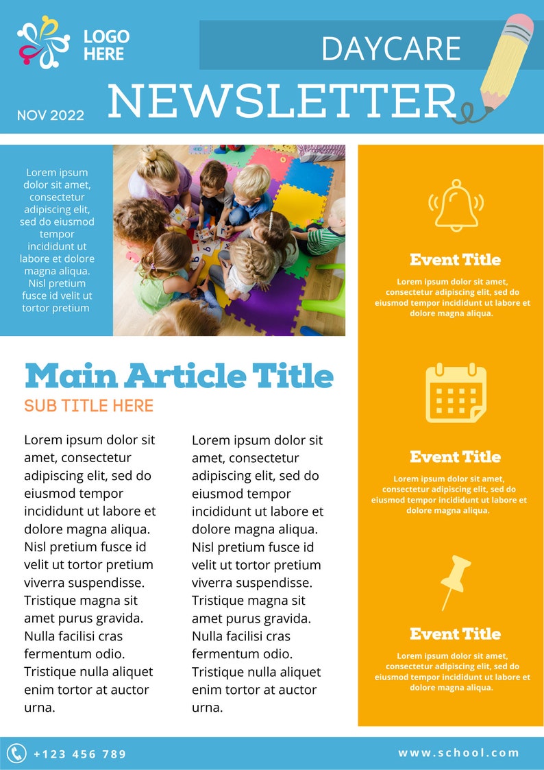 Daycare Canva Template Daycare Newsletter Canva Template Newsletter Digital File Free Canva Pro ...