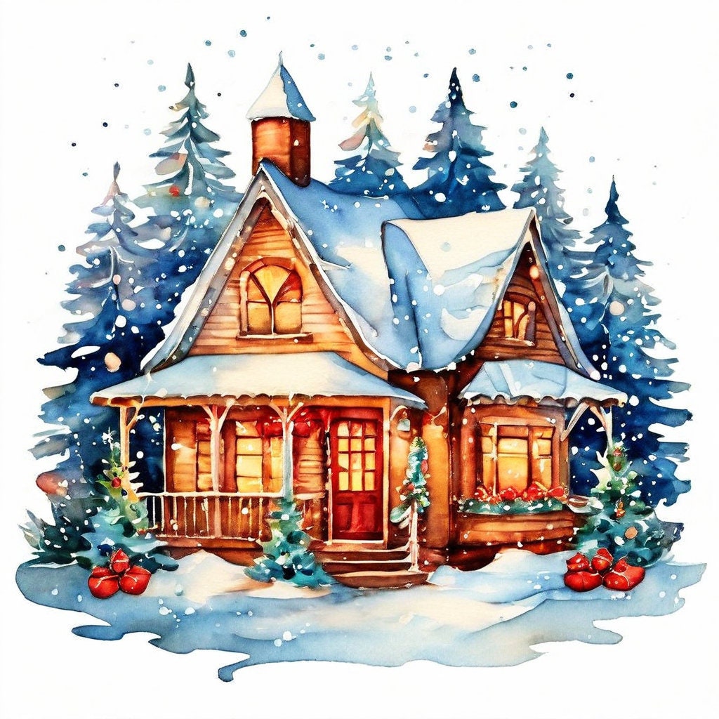 Watercolor 10 Christmas Theme Clipart Images. - Etsy