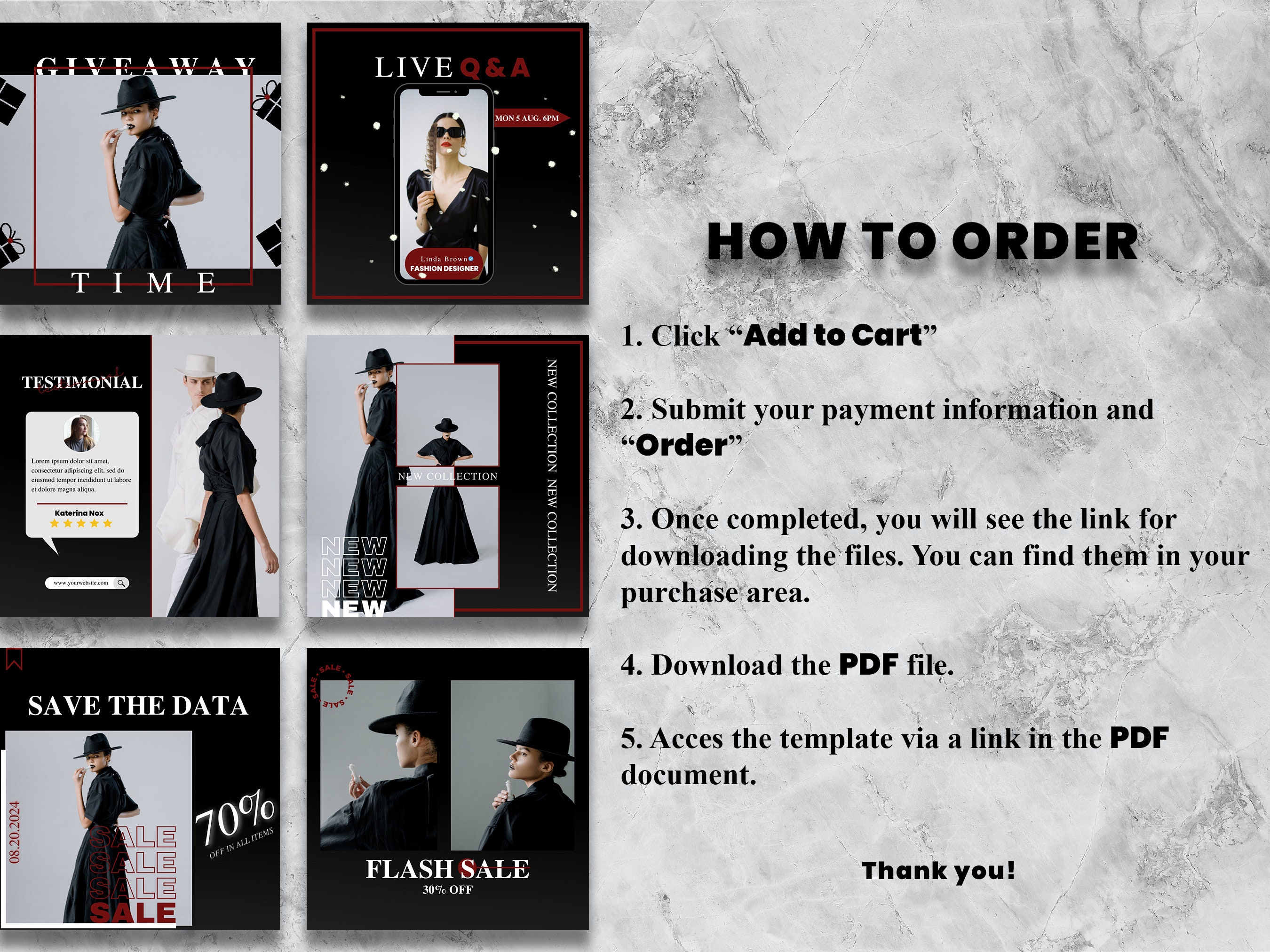 Black Instagram Post Templates Instagram Business Posts Black, White ...