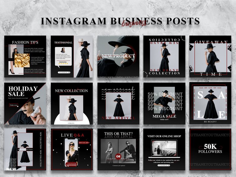 Black Instagram Post Templates| Instagram Business Posts| Black, White ...