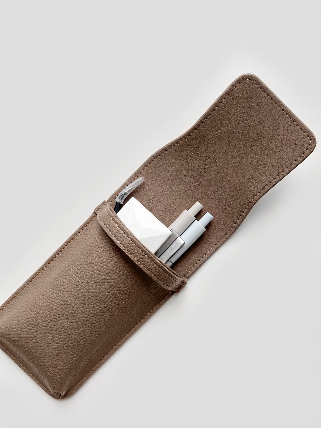 Customizable Pencil Case With Flap Made of Vegan Leather pecan Pencil ...