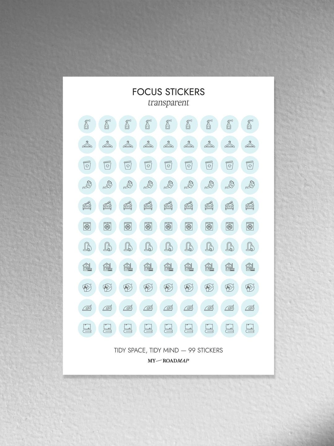 Mini Icon Transparent Stickers "tidy Space", Transparent Stickers for ...