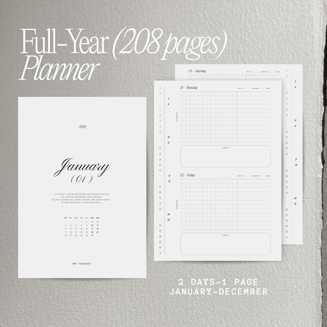 2026 Printed A5 Planner Inserts – Dated Yearly Planner Refill on 208 ...