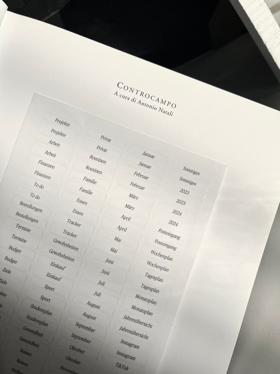 Transparent Tab Stickers for Dividers, 1 Set: 96 Stickers, German ...