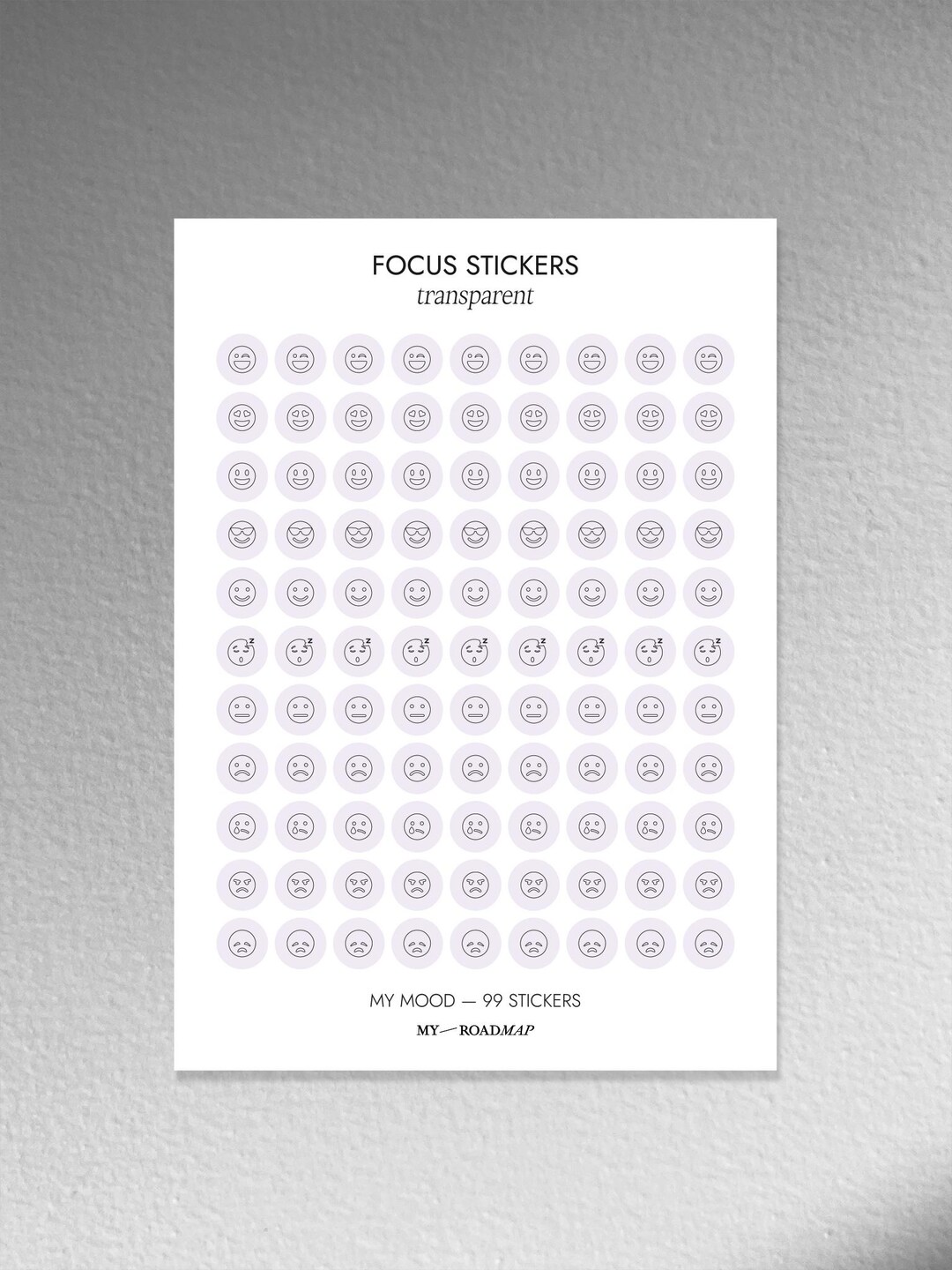 Mini Icon Transparent Stickers "my Mood", Transparent Stickers for ...