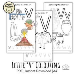 Phonics Alphabet Letter V Colouring Printable Coloring Pages - Etsy