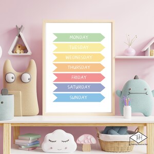 Days of the Week Poster, Printable Educational Playroom Posters, Boho ...