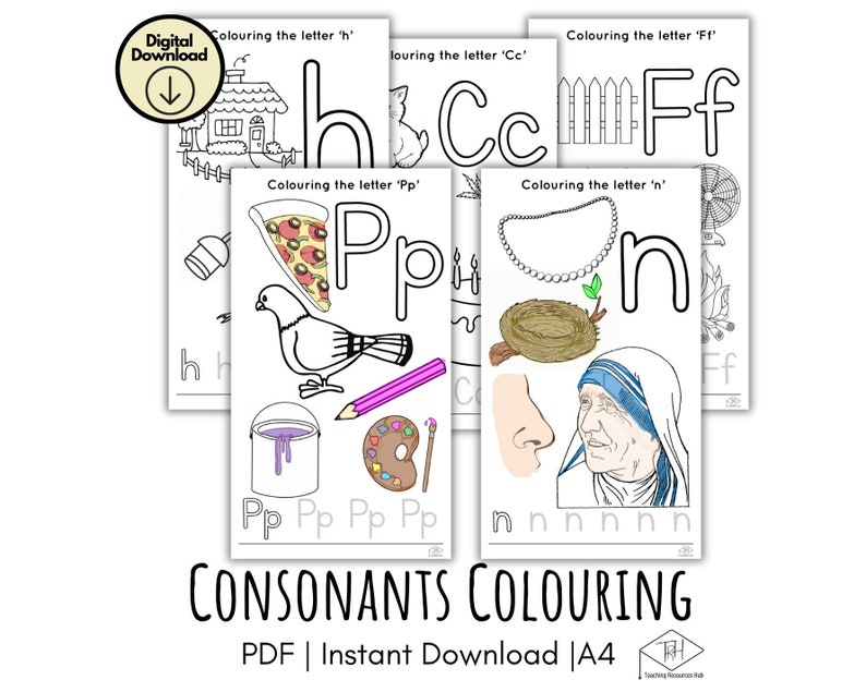 Phonics Consonant Letters Colouring Printable Coloring Pages - Etsy