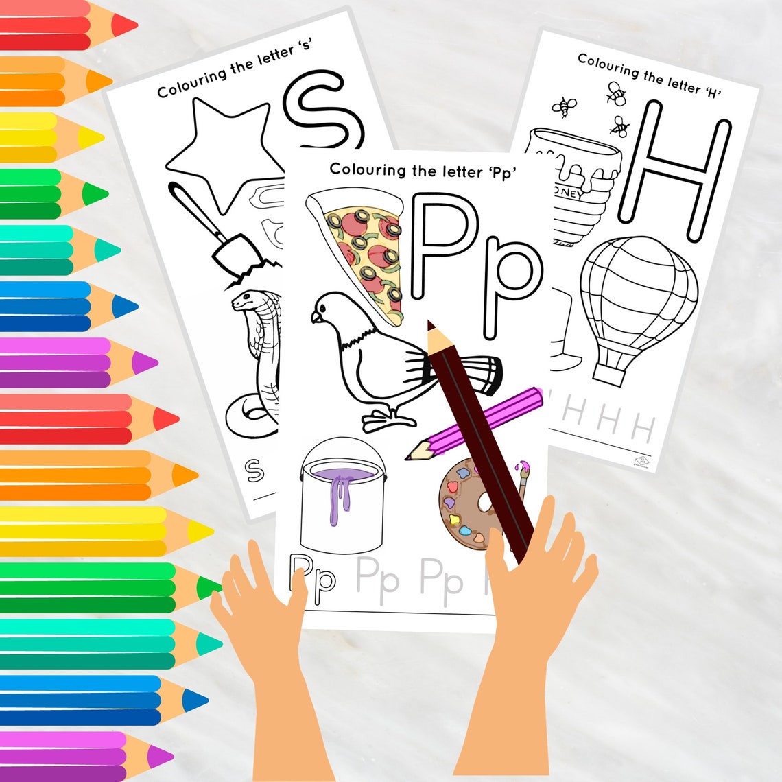 Phonics Alphabet Letter P Colouring Printable Coloring Pages A4 Toddler ...