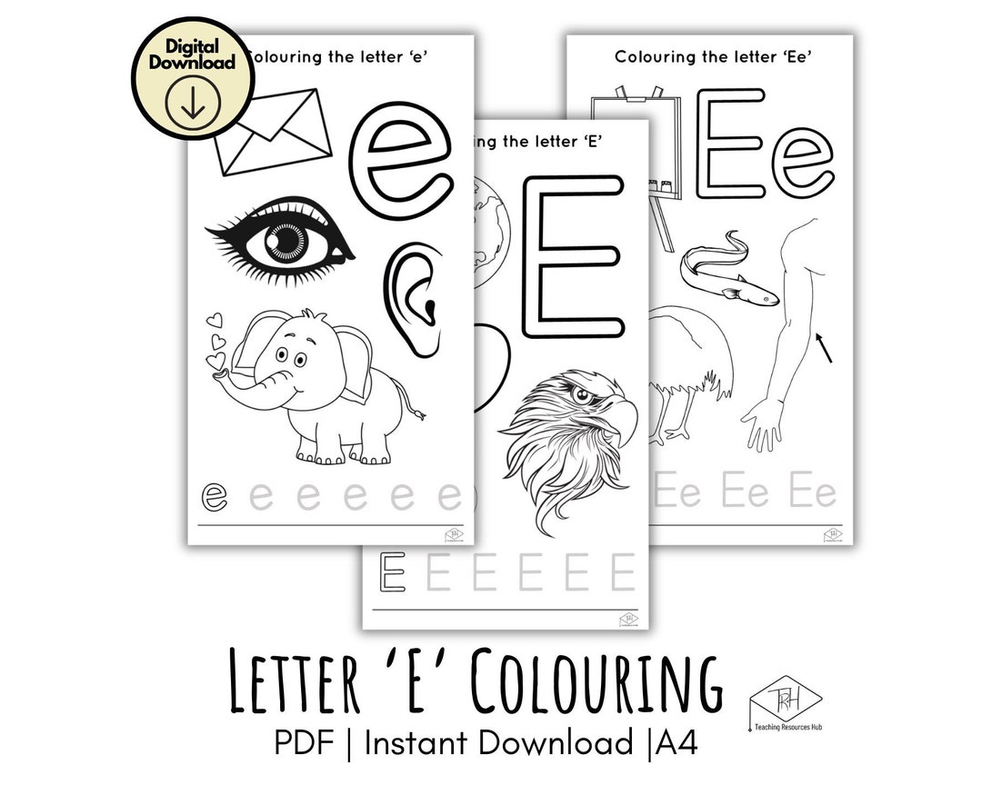 Phonics Alphabet Letter E Colouring Printable Coloring Pages - Etsy