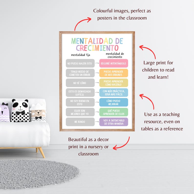 Growth Mindset Spanish Poster, Printable Educational Playroom Posters ...