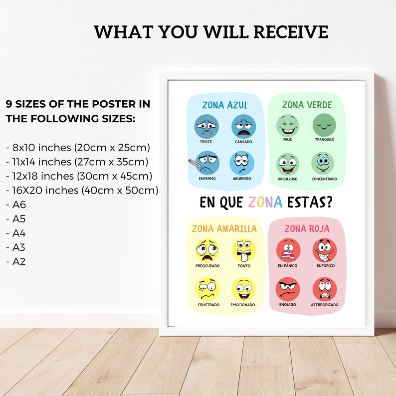 Zones of Regulation Spanish Poster, Printable Educational Office Poster ...