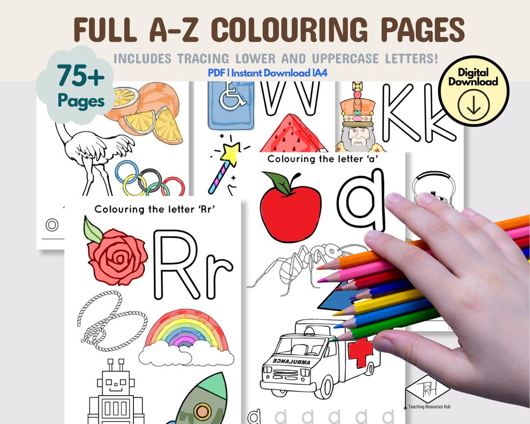 Alphabet A-Z 78 Pages Printable Coloring Pages, A4 Toddler Preschool ...