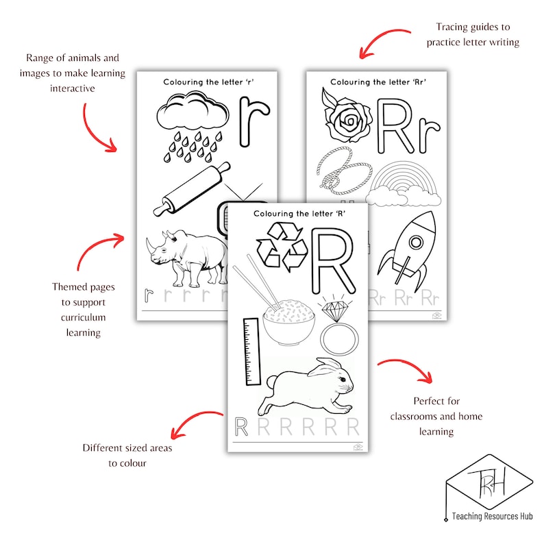 Phonics Alphabet Letter R Colouring Printable Coloring Pages A4 Toddler ...