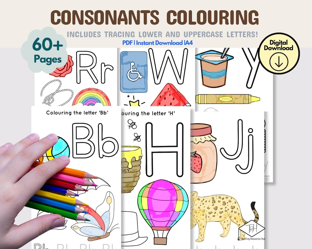 Phonics Consonant Letters Colouring Printable Coloring Pages, A4 ...
