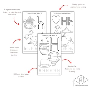 Phonics Alphabet Letter H Colouring Printable Coloring Pages - Etsy