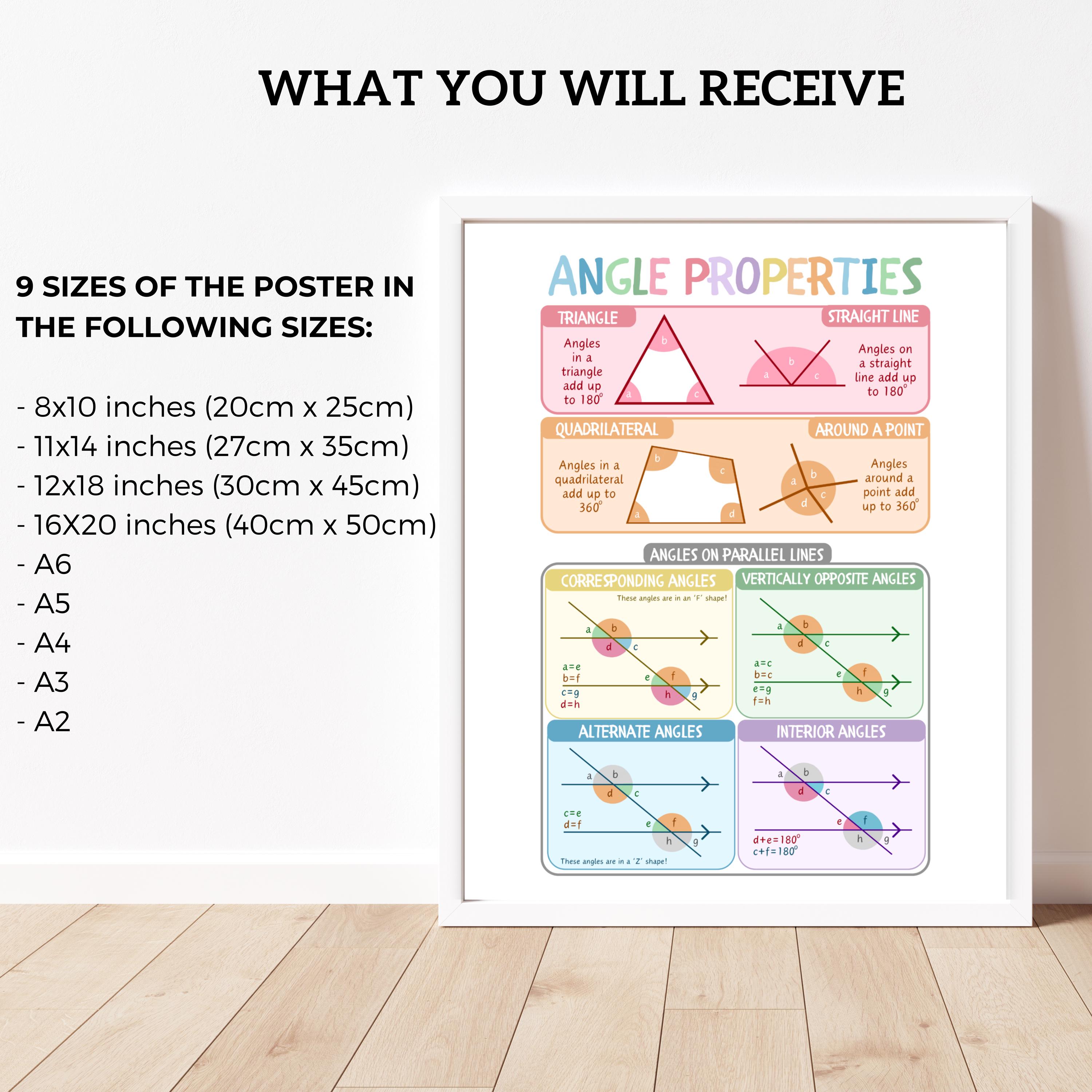 Angle Properties Poster, Math Teacher Wall Art Print, Numeracy Print ...