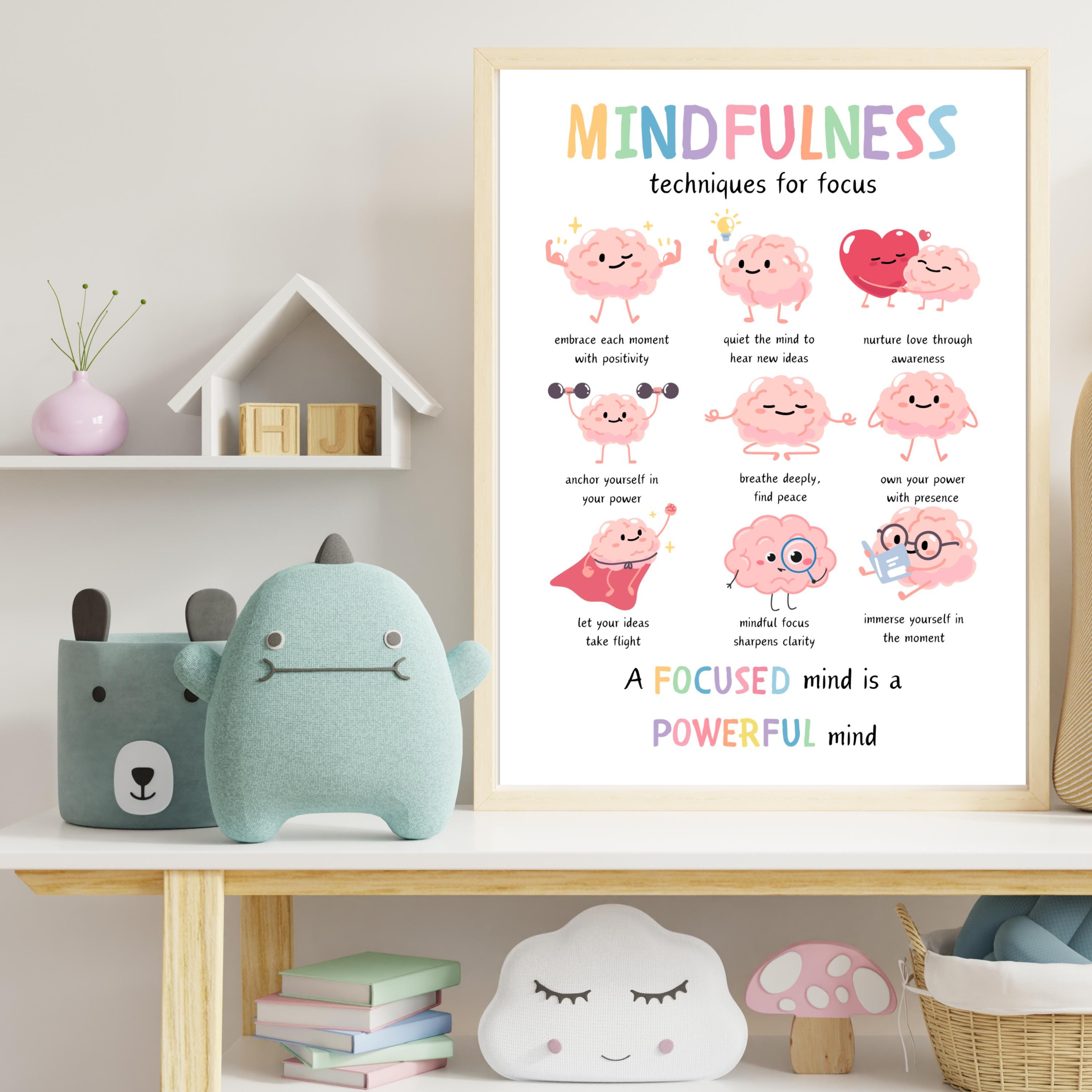 Mindfulness Techniques Poster, Positive Affirmation, Therapy Counselor ...