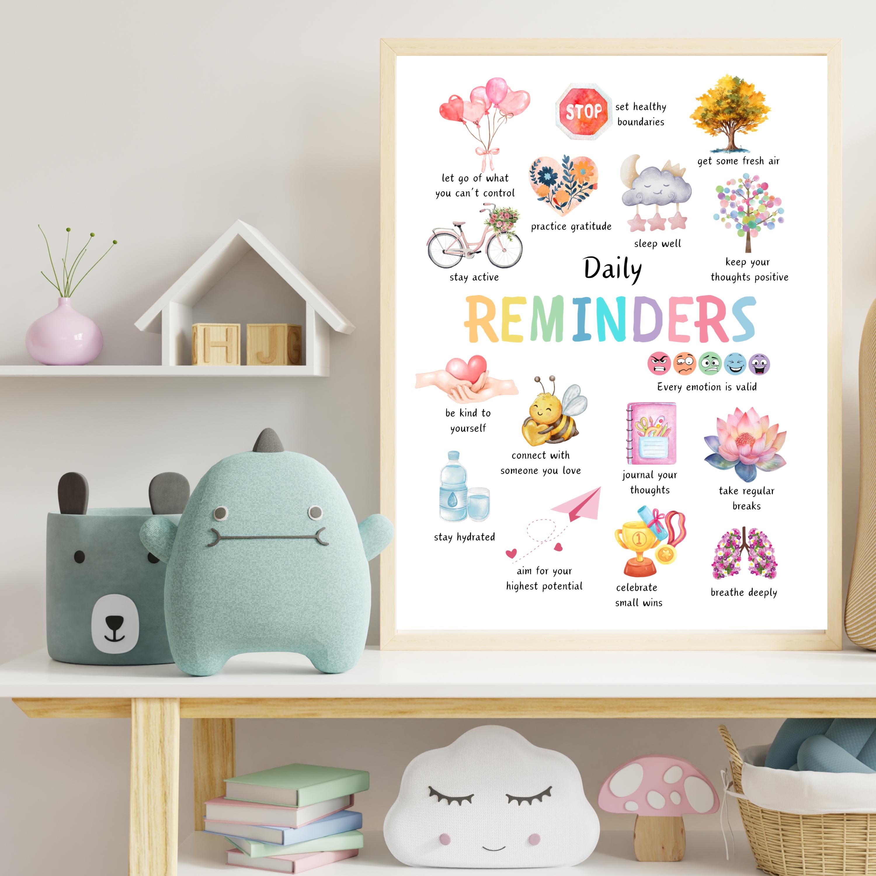 Daily Reminders Poster, Therapy Office Decor, Positive Affirmations ...