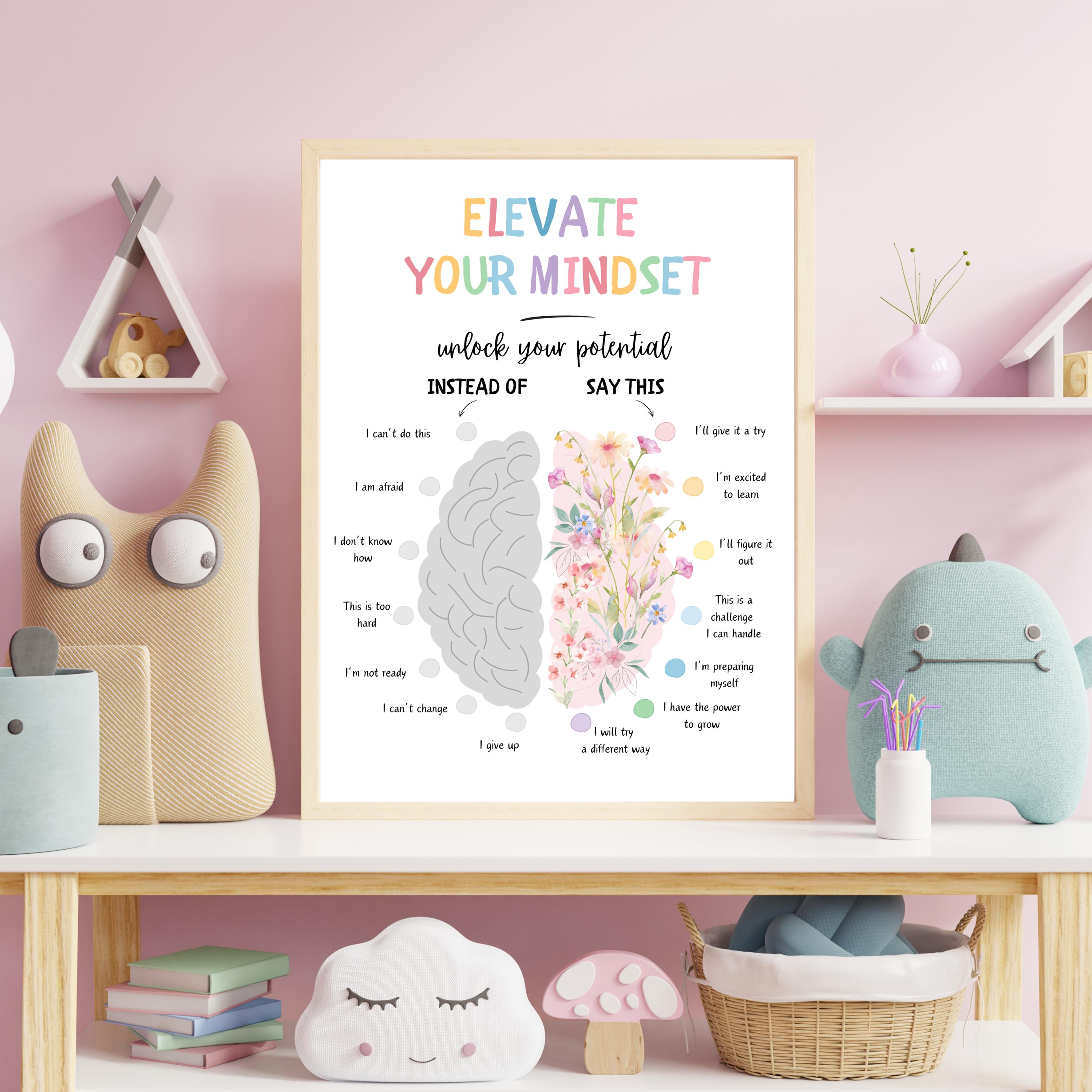 Growth Mindset Poster, Printable Educational Playroom Posters, Boho ...