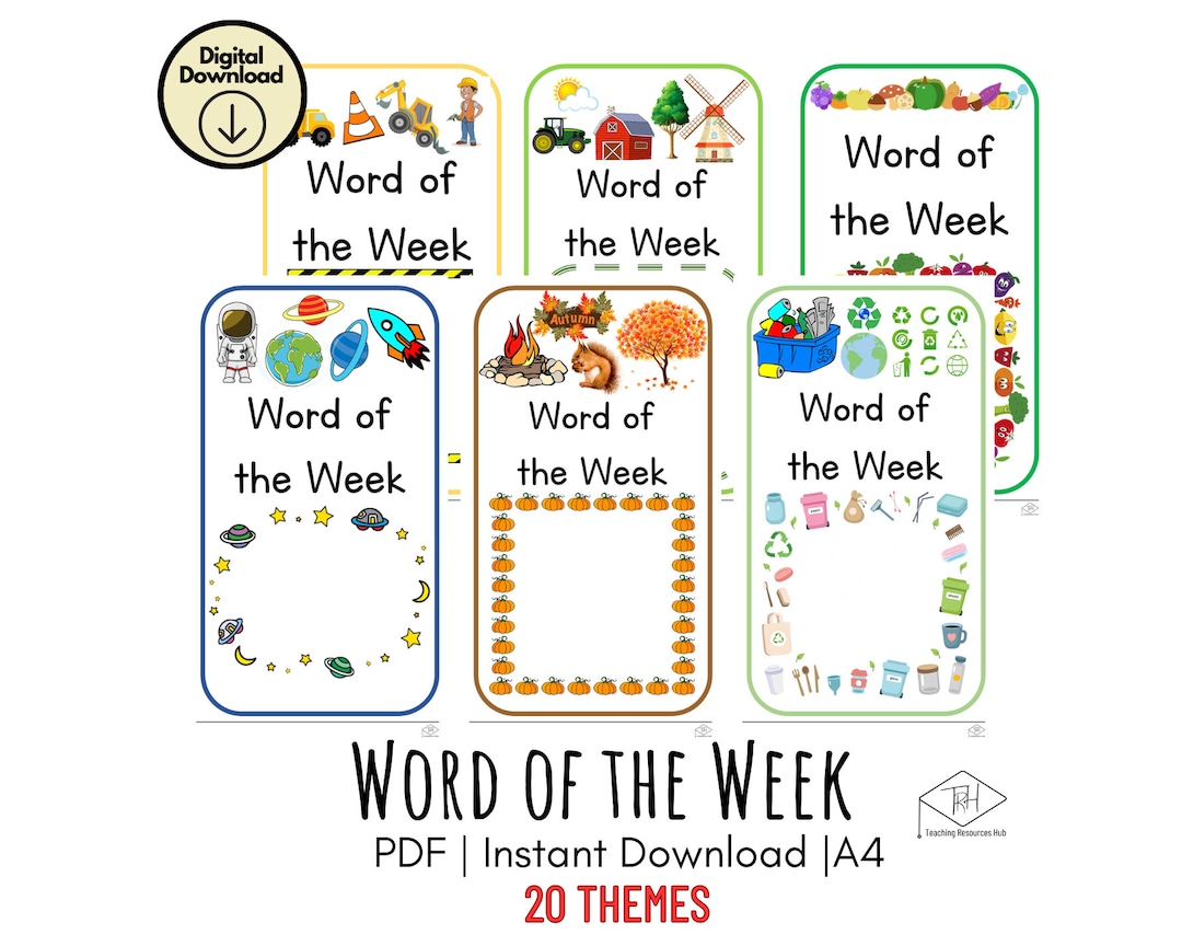 Word of the Week Posters/classroom Display 20 THEMES: Maths - Etsy